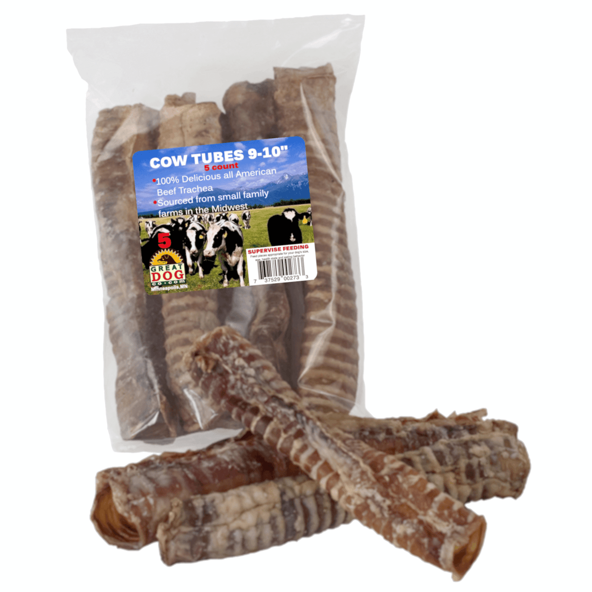 GREAT DOG 9–10” Beef Trachea – 5 Count Dog Chews – GREAT DOG CO.