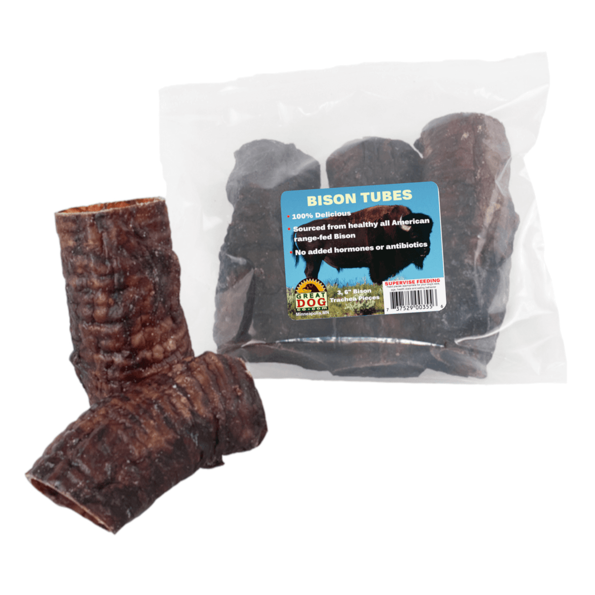 GREAT DOG Bison Trachea 3, 6 IN Bison Tubes - Sourced and Made in USA ...