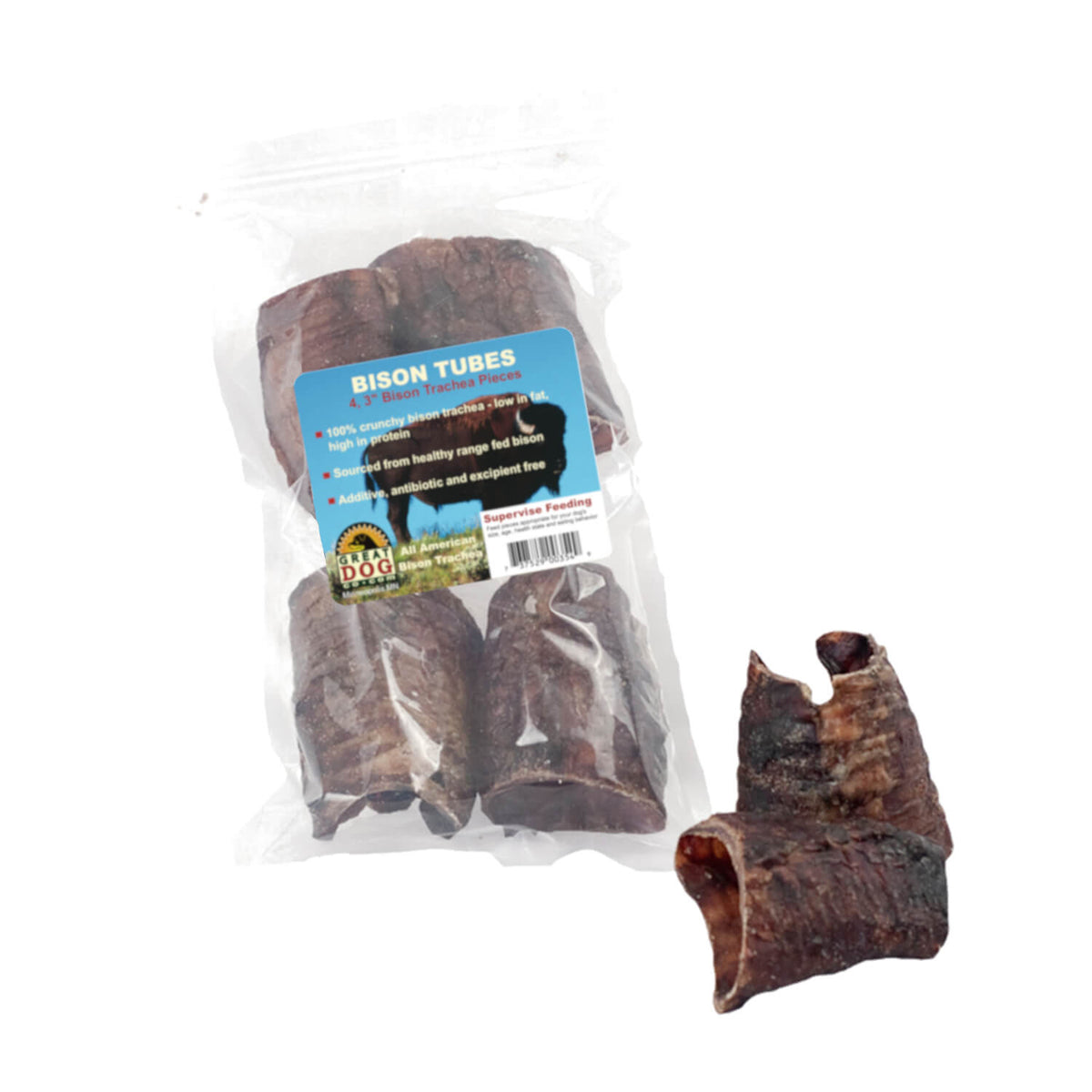 GREAT DOG Bison Trachea Tubes – 3" Chews for Dogs, 4 Count – GREAT DOG CO.