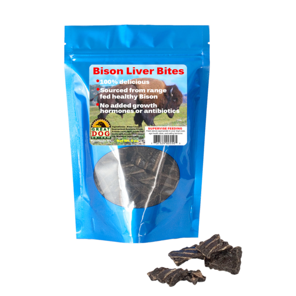 GREAT DOG Bison Liver Bites – All Natural Treats, 5 oz | USA Made ...