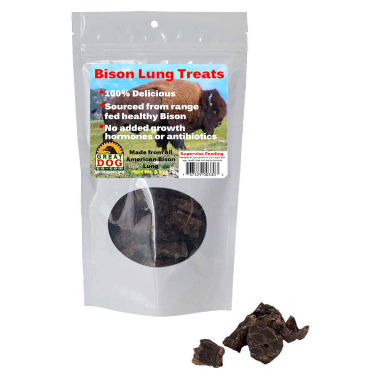 GREAT DOG Bison Lung Treats – Single-Ingredient Dog Treats, USA Made ...
